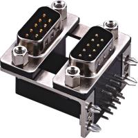 China WCON D Shell Connector Right Angle 9 Pin D Type Male Connector Dual Row for sale