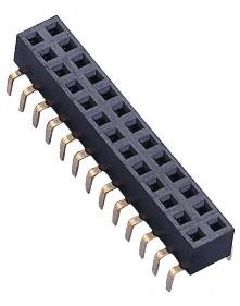 China 2.54 Pitch Centipede Feet Top Enter Female Pin Headers Double Row 20mΩ Max for sale