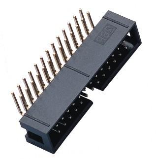 China 90 Degrees Bend PA9T Black 2.54 Mm Pitch Header Box Header 1000mΩ Min Resistance for sale