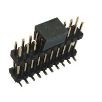 China Double Plastic Rual Row Pin Header Connector SMT PA9T Black ROHS for sale