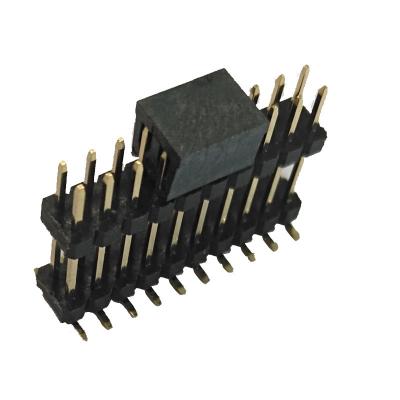 China Double Plastic Rual Row Pin Header Connector SMT PA9T Black ROHS for sale