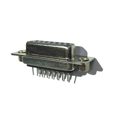 China WCON 15P Double Row D SUB Connector Female Straight Type PBT Black ROHS for sale