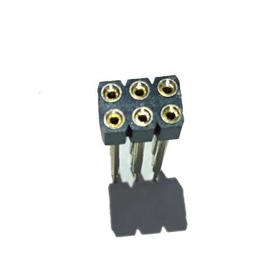 China WCON Female Round Pin Header 2.54 pitch dual row H=3.0 Four Clip ROHS for sale