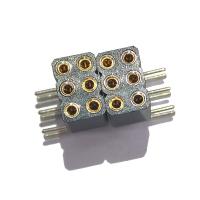 China 2.54mm Machined Female 2*3P Right  Angle Round Pin Header Gold Flash / Sn PPS ROHS for sale