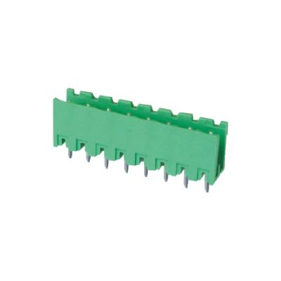 China 5.08 Pluggable Terminal Block Connector Male 1*8P Straight , PA66 Green Open Type W/O Flange for sale