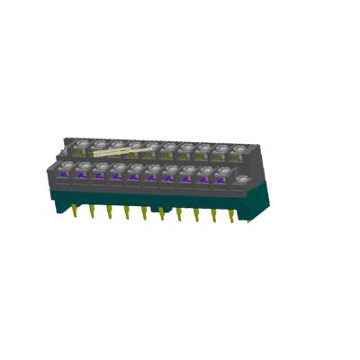 China 7.62*8.0mm Barrier Terminal Block Connector 2*14P With Lock H=32.8 W=19.0 PBT Gold Flash for sale
