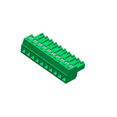 China WCON 3.81mm Female Terminal Connector  PA66 Green Without Ear 6P Matte Tin 110 / Tray ROHS for sale