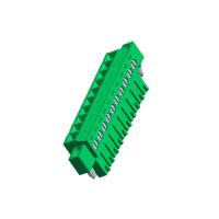 China Matte Tin 3.81 Pluggable Terminal Block Connector  PA66 Green With Ear 7P ROHS for sale