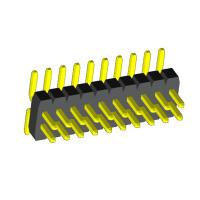 China Dual Straight Male Smt Pin Header Black Brass 1.27 Mm Pitch Connector for sale