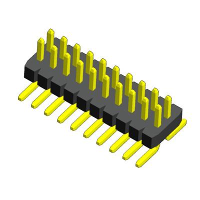 China Dual Straight Male Smt Pin Header Black Brass 1.27 Mm Pitch Connector for sale