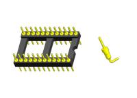 China 2.54mm IC Socket Connector 20P Round Pin Header PCB plate H=3.0 Black ROHS for sale