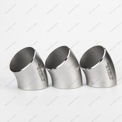 China 403 Steel Butt Welding Elbow Beveled Edge 45 Degree Stainless Steel Pipe Fittings for sale