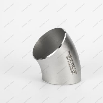 China Chemical Plants 316L Stainless Steel Weld Fittings Sand Rolling 45 Degree Stainless Steel Elbow for sale
