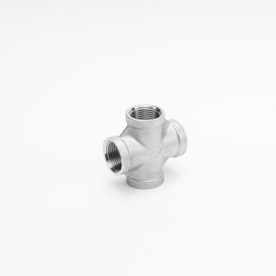 China DN15 To DN100 Stainless Steel Screwed Pipe Fittings SCH20S Female Threaded Cross Fitting for sale