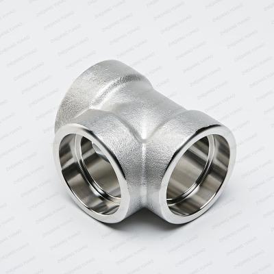 China 304 Stainless Steel Forged Pipe Fittings T Shaped Inner Thread Socket Welding Tee for sale