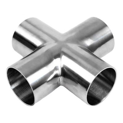 China 316 316L Sanitary Weld Fittings Stainless Steel 3'' Sanitary Pipe Connection Weld Cross for sale