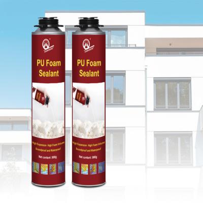 China Low Expanding Polyurethane Foam Spray 300ml 750ml for Window Door Soundproofing and Insulation with B2 Fire Rating for sale
