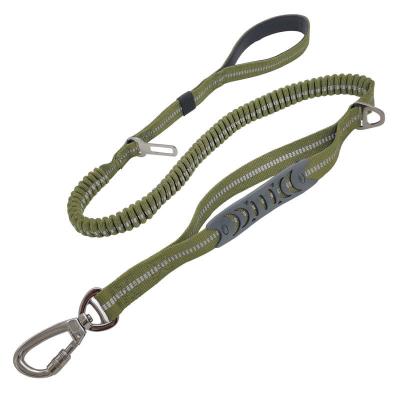 China Nylon Neoprene Padded Strong Dog Lead Soft Handle Shock Absorbing Bungee Dog Harness for sale