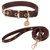 China Eco Friendly Pet Collar Presbyterian Fur Teddy Schnauzer Dog Collar Leash Set for sale