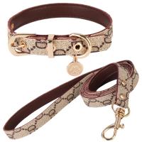 China Eco Friendly Pet Collar Presbyterian Fur Teddy Schnauzer Dog Collar Leash Set for sale