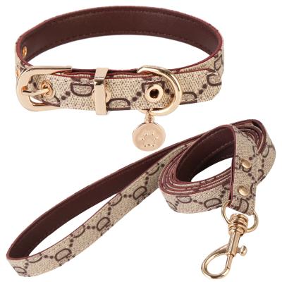 China Eco Friendly Pet Collar Presbyterian Fur Teddy Schnauzer Dog Collar Leash Set for sale