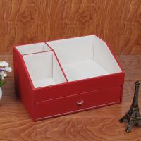 China Korean PU OEM 40*31*27 cm Desktop Cosmetic Storage Box for sale