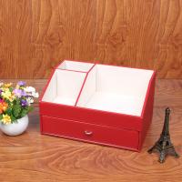 China Korean PU OEM 40*31*27 cm Desktop Cosmetic Storage Box for sale