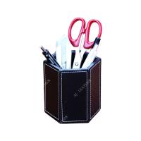 China Pen Stand PU Leather 9cm Office Stationery Holder for sale