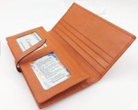 China Orange Leather 19.5cm Personalized Zipper Wallet for sale