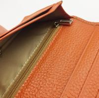 China Orange Leather 19.5cm Personalized Zipper Wallet for sale