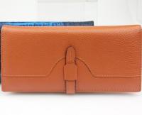 China Orange Leather 19.5cm Personalized Zipper Wallet for sale