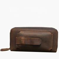 China Vintage Genuine Leather 10cm Zipper Change Purse for sale