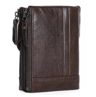 China Buckle PU Leather  11.5cm Double Zipper Wallet for sale