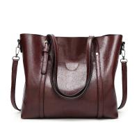 China Classic Styles In Wax PU Leather Handbags Embossed Logo for sale