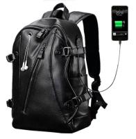 China Fashion 20 Liter PU Leather Backpack With Earphone Hole for sale