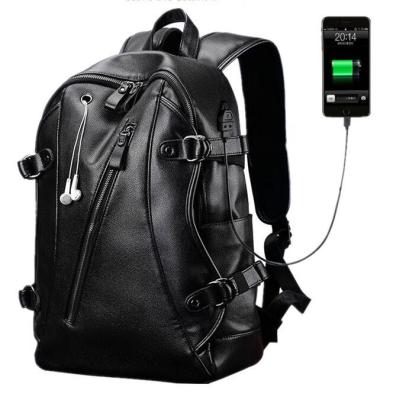 China Fashion 20 Liter PU Leather Backpack With Earphone Hole for sale