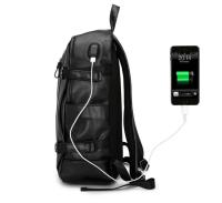 China Fashion 20 Liter PU Leather Backpack With Earphone Hole for sale