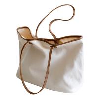 China OEM Cotton Canvas Shoulder Tote Bags With PU Edge for sale