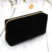China Suede Velve Embroidery Makeup Toiletry Travel Bags Zipper Closure for sale