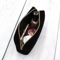 China Suede Velve Embroidery Makeup Toiletry Travel Bags Zipper Closure for sale