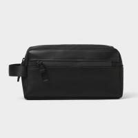 China Black PU 20x13cm Cosmetic Toiletry Bag Embossed Logo for sale