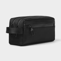 China Black PU 20x13cm Cosmetic Toiletry Bag Embossed Logo for sale