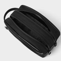 China Black PU 20x13cm Cosmetic Toiletry Bag Embossed Logo for sale