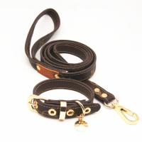 China Classic PU Leather Dog Collars Leashes Customized Color for sale