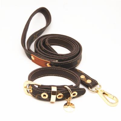 China Classic PU Leather Dog Collars Leashes Customized Color for sale