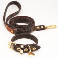 China Classic PU Leather Dog Collars Leashes Customized Color for sale