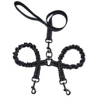China Two In One Bungee Pet Collar Leash For Two Dogs Polyester Material for sale