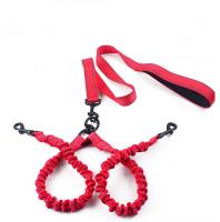 China Two In One Bungee Pet Collar Leash For Two Dogs Polyester Material for sale