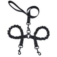 China Two In One Bungee Pet Collar Leash For Two Dogs Polyester Material for sale
