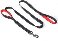 China Double Handle Traffic Padded Reflective Stitching Two Handle Dog Lead For Walking for sale